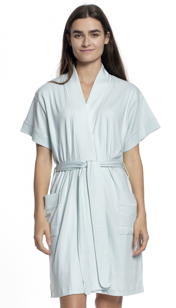 Blue Butterknit Short Robe b