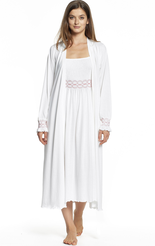 White/Pink Embroidery Pia Robe